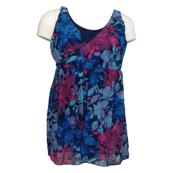 Denim&Co | Swim | Denim Co Swimsuit Sz 4 Beach Vneck Surplice Layered ...